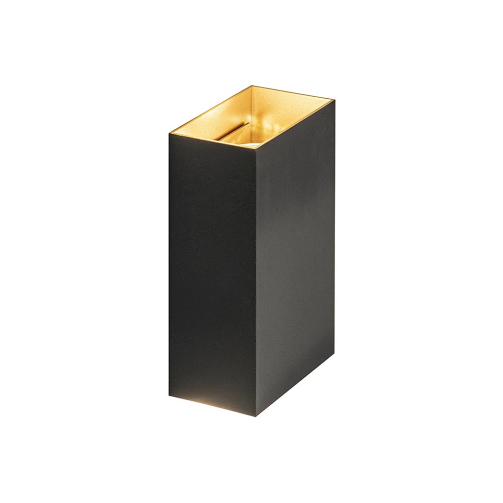 Wandlamp Eros rechthoek zwart/matgoud 2xgu10 | Straluma Wandlamp Eros rechthoek zwart/matgoud 2xgu10 | Straluma
